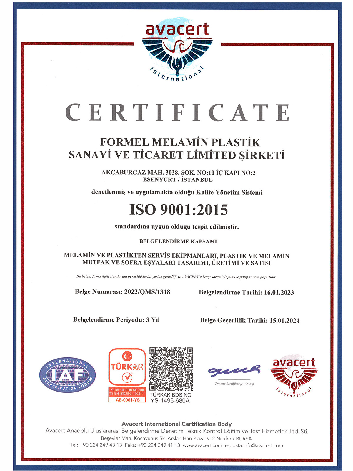 HoReCa Melamin Servis Ekipmanları · Formel Melamin
